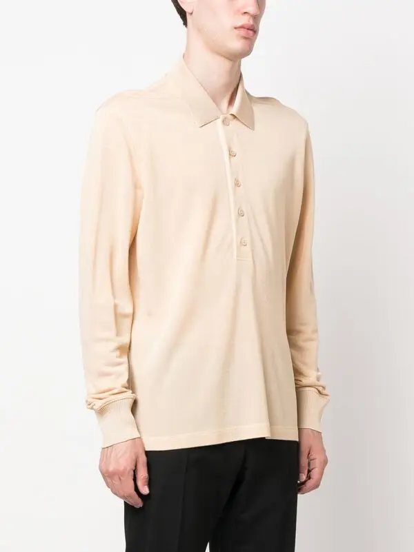 TOM FORD Piqué Long-sleeve Polo Shirt