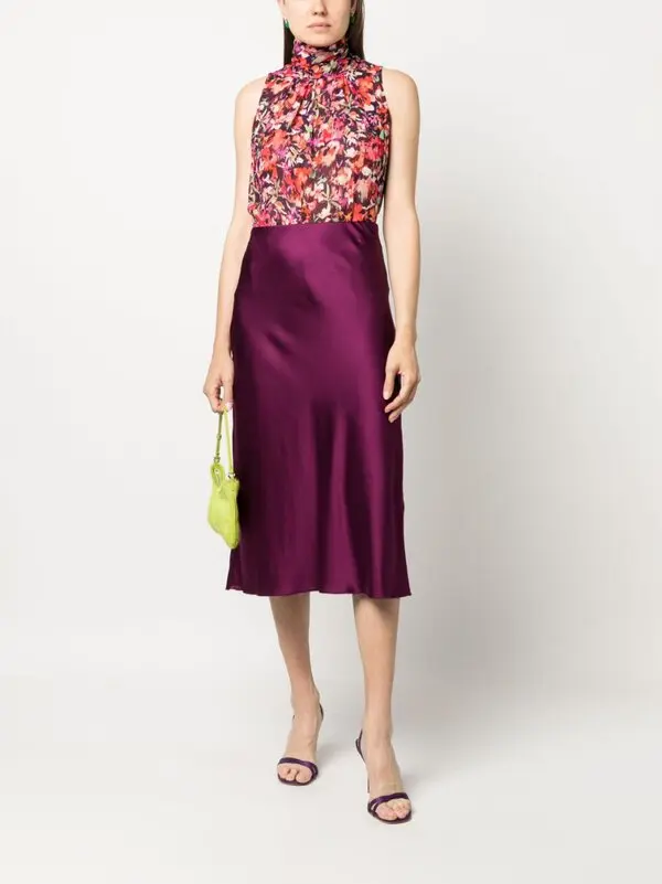 Patrizia Pepe High-waisted Satin Midi Skirt