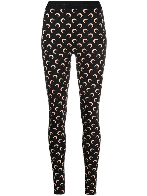 MARINE SERRE Moon Printed Leggings - Black