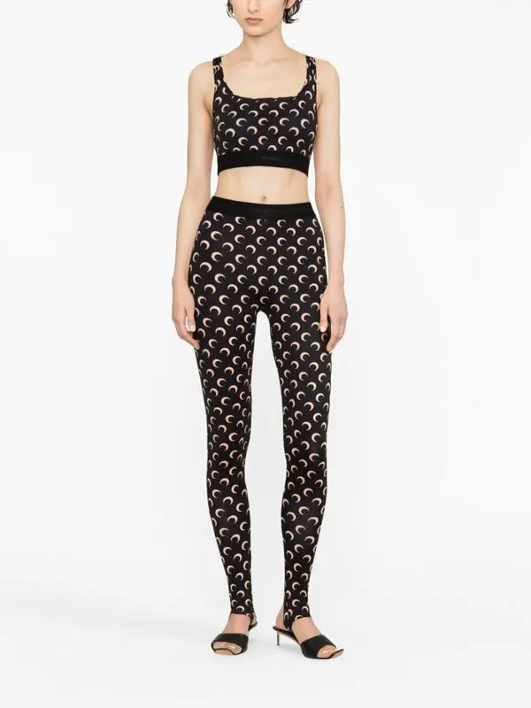 MARINE SERRE Moon Printed Leggings - Black