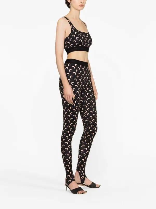MARINE SERRE Moon Printed Leggings - Black