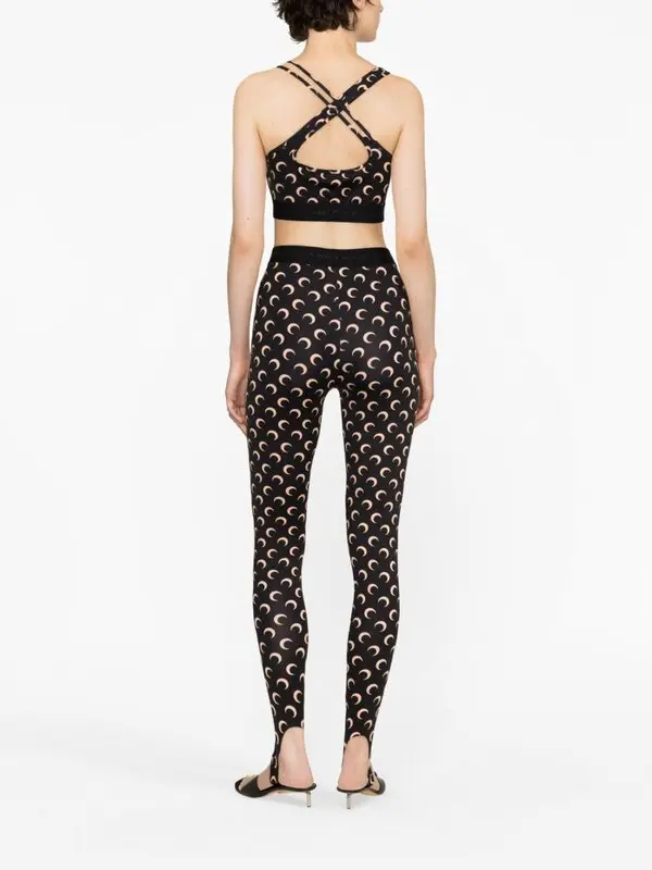 MARINE SERRE Moon Printed Leggings - Black
