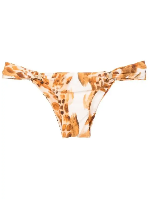 LENNY NIEMEYER Animal-print Ruched Bikini Bottom - Brown
