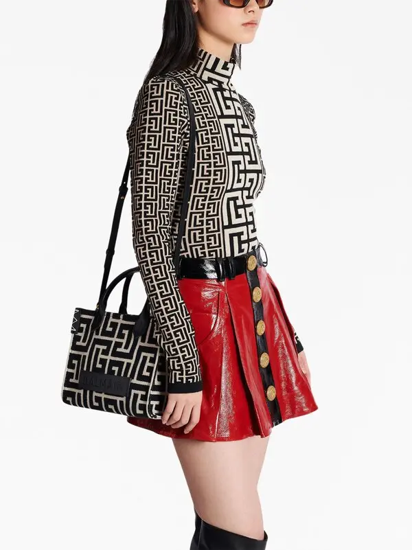 Balmain B-army Monogram Small Tote Bag