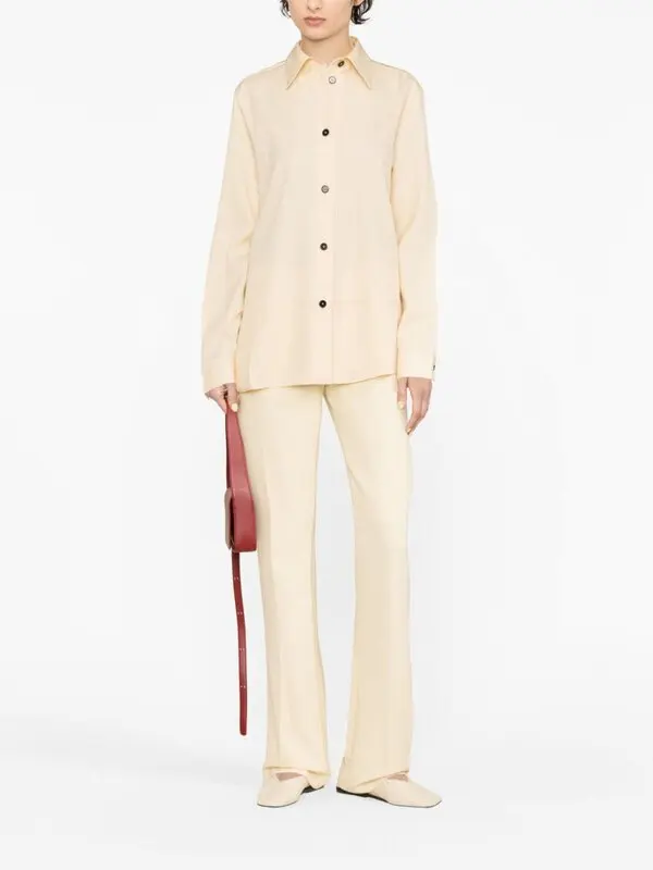 JIL SANDER Long-sleeve Wool Shirt - Neutrals