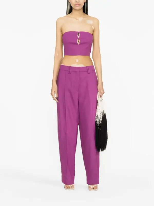 GANNI Pleated Straight-leg Trousers