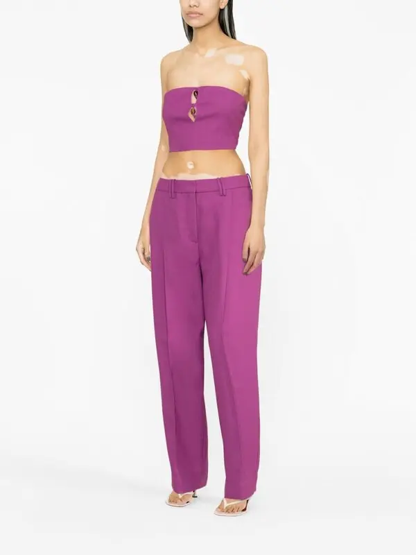 GANNI Pleated Straight-leg Trousers