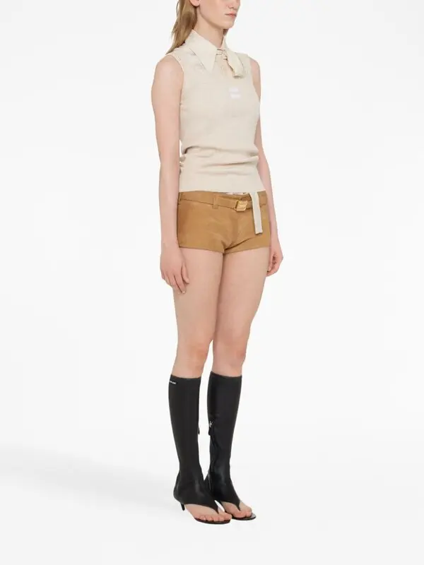 Miu Miu Belted Suede Shorts