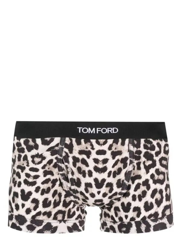 TOM FORD Animal-print Stretch-cotton Boxers - Neutrals