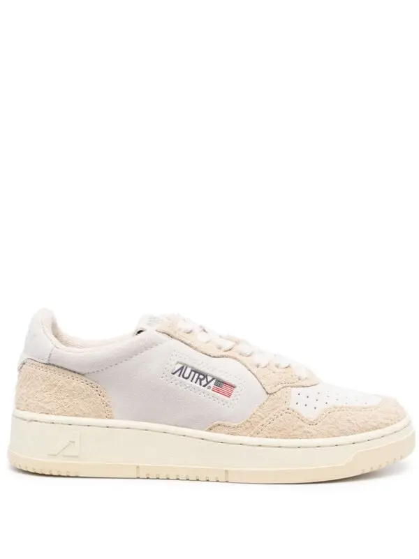 AUTRY Logo-patch Panelled Leather Sneakers - White