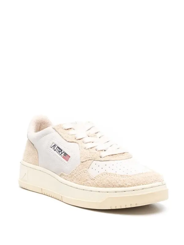 AUTRY Logo-patch Panelled Leather Sneakers - White