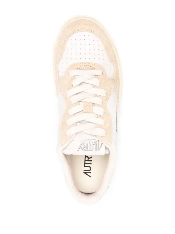 AUTRY Logo-patch Panelled Leather Sneakers - White
