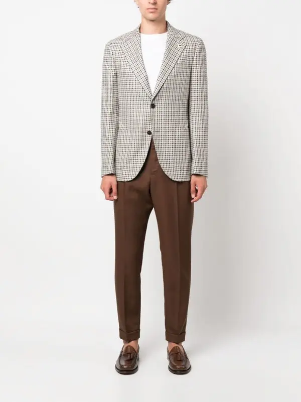 LARDINI Single Breasted Wool-blend Blazer