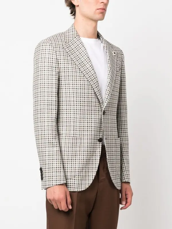 LARDINI Single Breasted Wool-blend Blazer