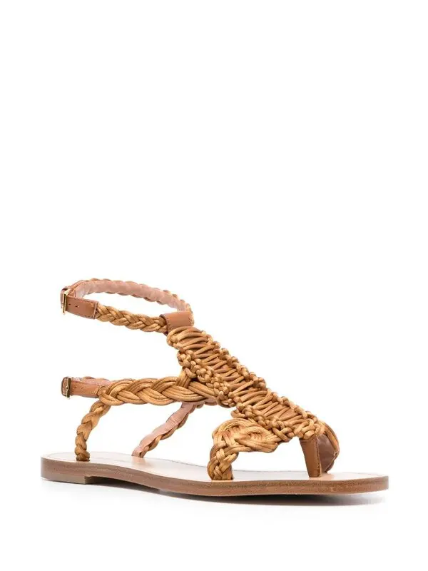 Alberta Ferretti Braided Leather Open-toe Sandals