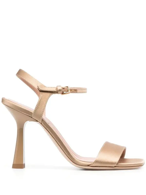 Alberta Ferretti Champagne Calf Leather Ankle-strap Sandals