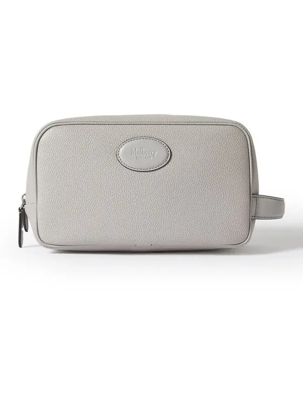 Mulberry Leather-trimmed Scotchgrain Wash Bag