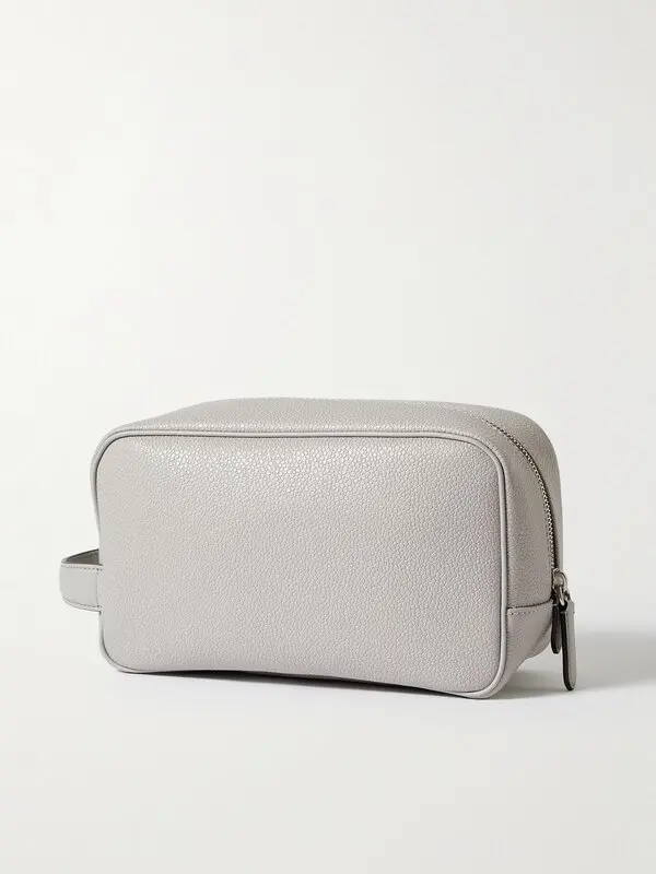 Mulberry Leather-trimmed Scotchgrain Wash Bag