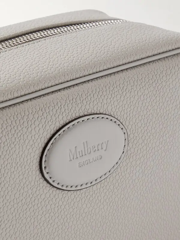 Mulberry Leather-trimmed Scotchgrain Wash Bag