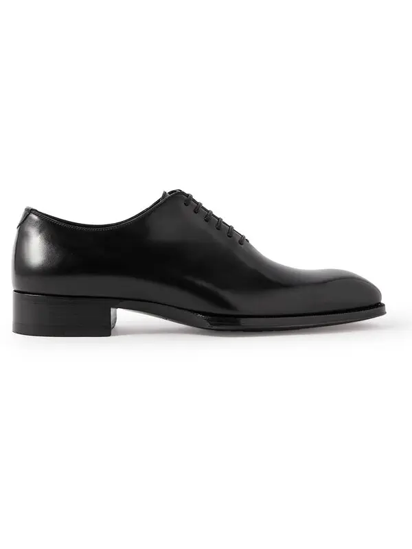 TOM FORD Elkan Whole-cut Glossed-leather Oxford Shoes - Black