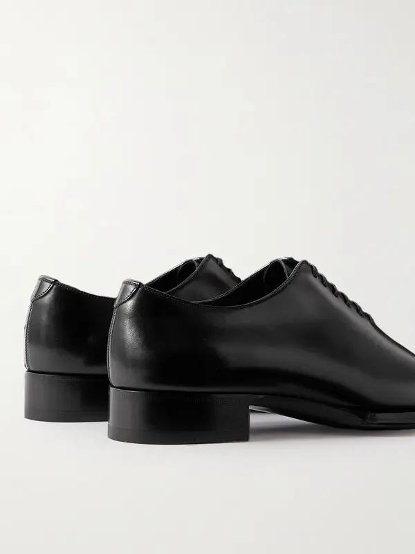 TOM FORD Elkan Whole-cut Glossed-leather Oxford Shoes - Black