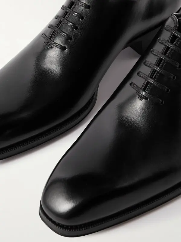 TOM FORD Elkan Whole-cut Glossed-leather Oxford Shoes - Black