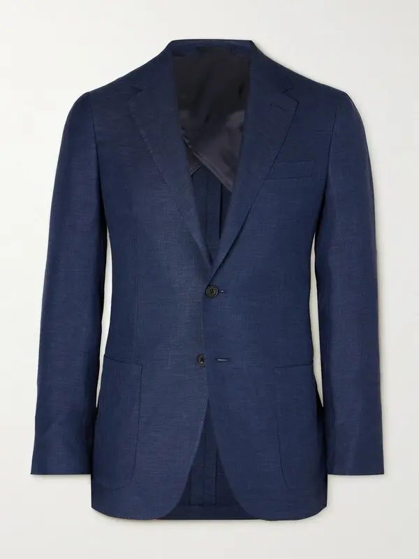 Kingsman Wool, Linen And Silk-blend Hopsack Blazer