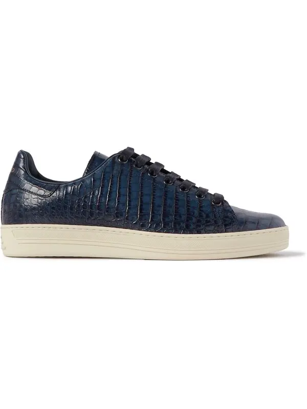 TOM FORD Warwick Croc-effect Leather Sneakers