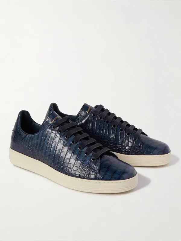 TOM FORD Warwick Croc-effect Leather Sneakers