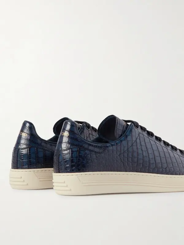 TOM FORD Warwick Croc-effect Leather Sneakers