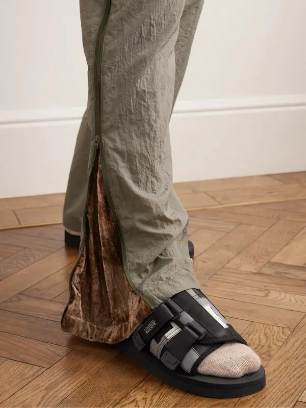 Suicoke Kaw-vs Webbing And Suede-trimmed Denim Sandals - Black