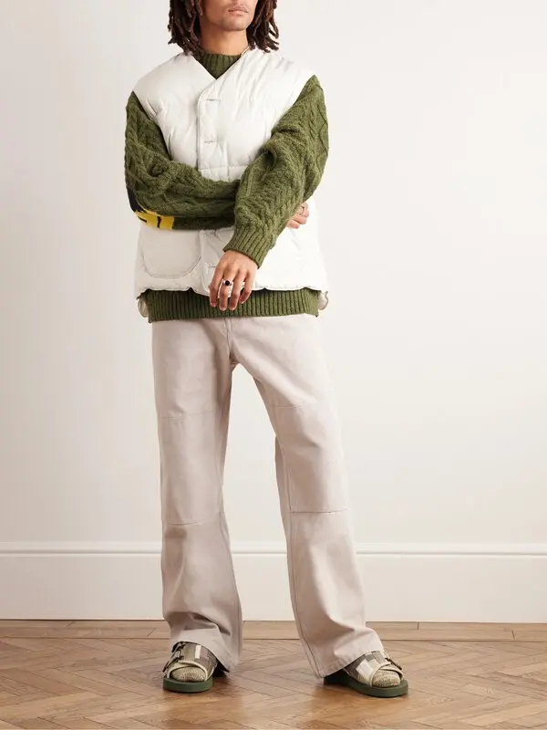 Suicoke Kaw-vs Webbing And Suede-trimmed Denim Sandals - Green