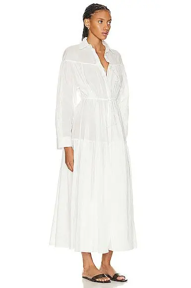 Matteau Embroidered Tiered Drawcord Dress