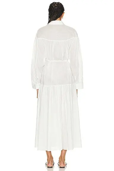 Matteau Embroidered Tiered Drawcord Dress