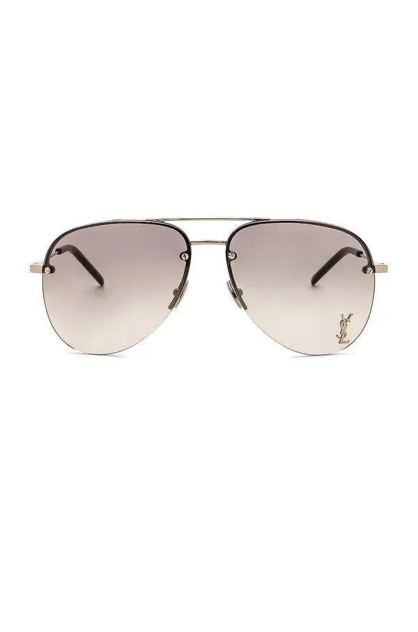 Saint Laurent Classic 11m Sunglasses - Shiny Silver & Gradient Grey