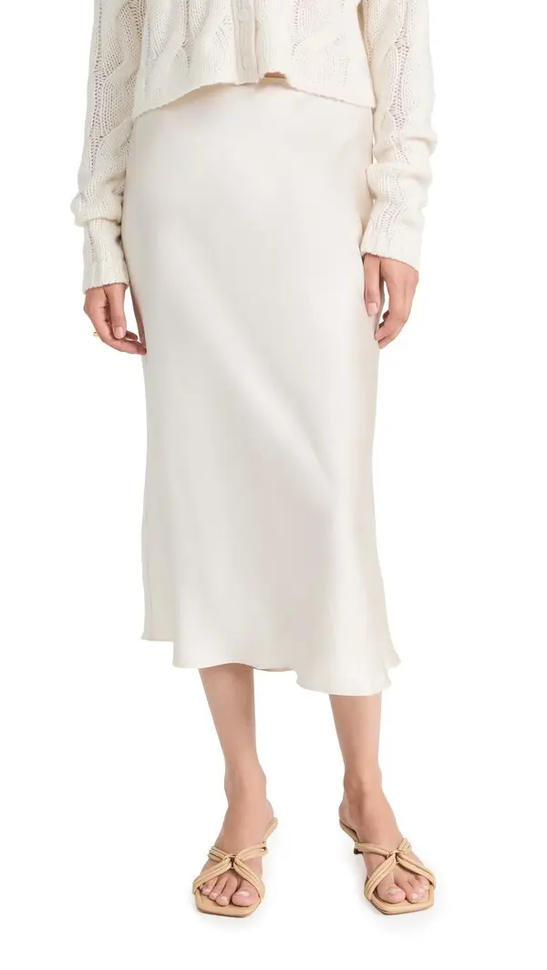 Sablyn Midi Silk Slip Skirt - Gardenia