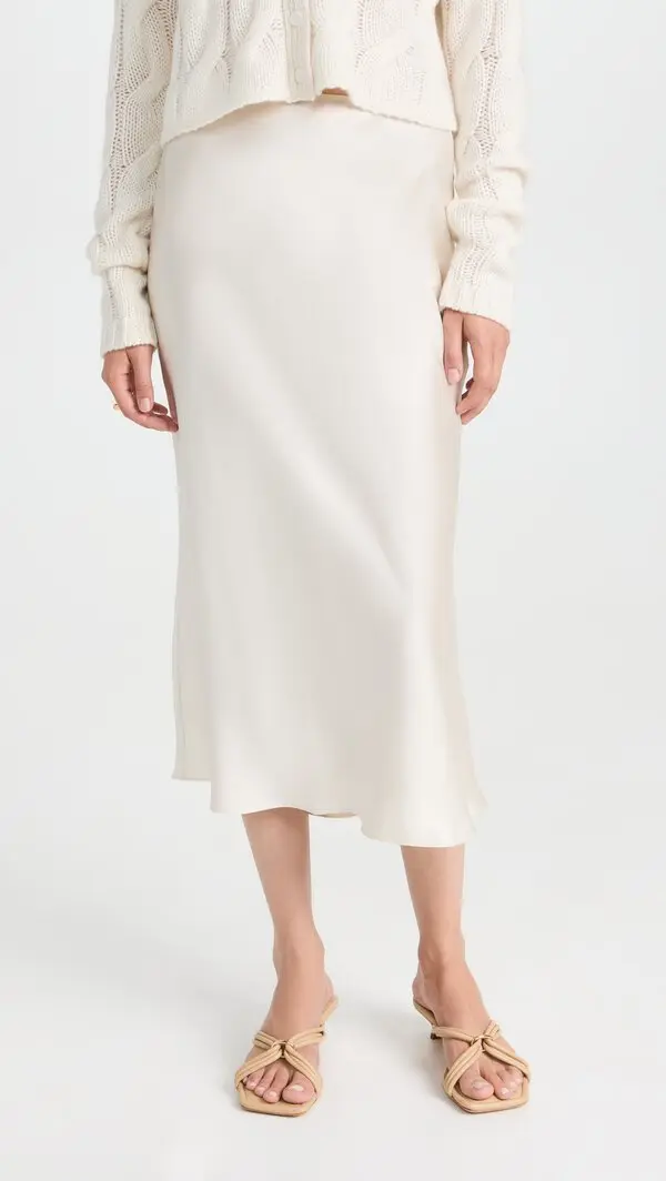 Sablyn Midi Silk Slip Skirt - Gardenia