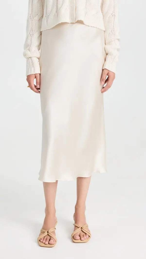 Sablyn Midi Silk Slip Skirt - Gardenia