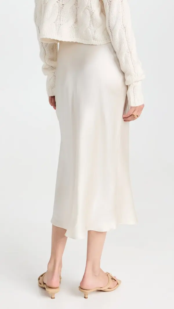 Sablyn Midi Silk Slip Skirt - Gardenia