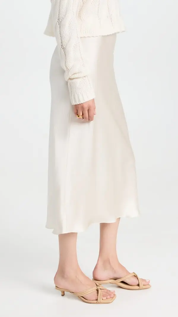 Sablyn Midi Silk Slip Skirt - Gardenia