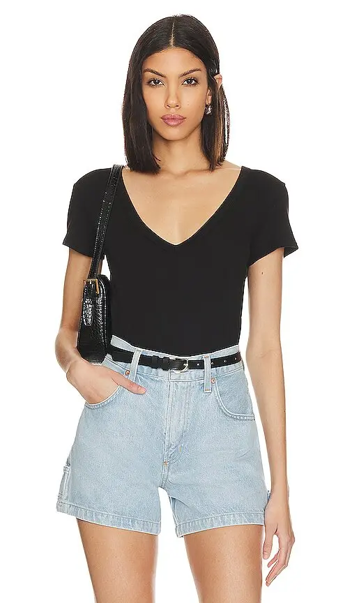 Enza Costa Perfect V Tee - Black