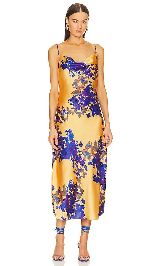 allsaints orange dress NWT $250 ALLSAINTS Mea drape dress, 100% silk orange / peach / coral UK 10  US6