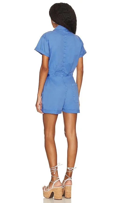 PISTOLA Parker Short Sleeve Romper In Blue