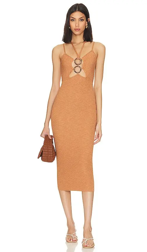 House Of Harlow 1960 X Karena O Ring Halter Midi Dress In Orange - 61% Off  | Editorialist