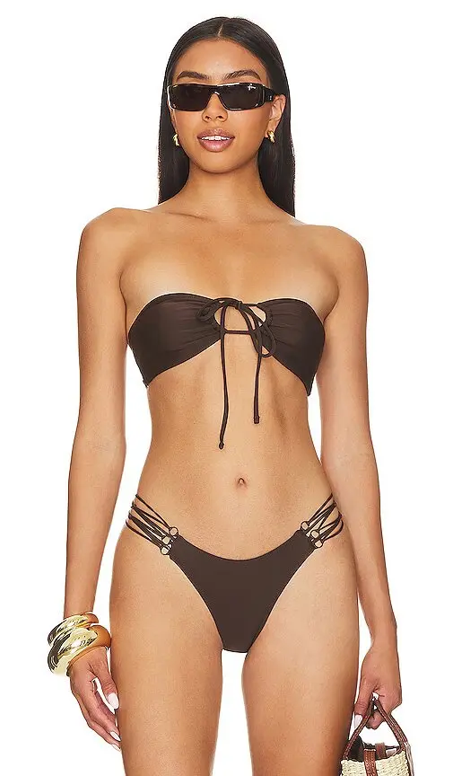 LOVERS AND FRIENDS Keep My Cool Strappy Bikini Top - Brown