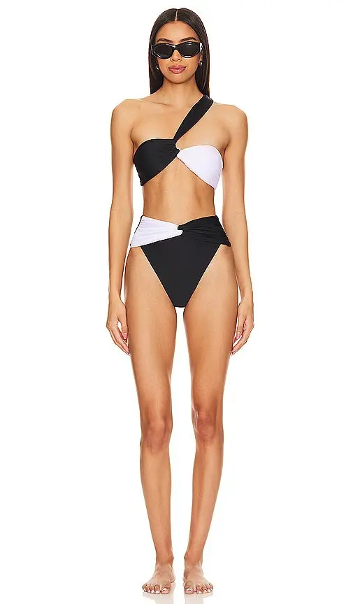 Tularosa Macey One Shoulder Top - Black & White