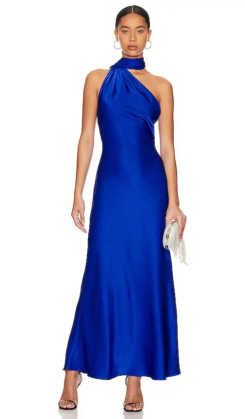 Misha Collection Alastair Satin Gown - Electric Blue