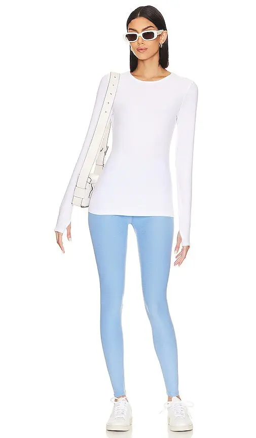 Beyond Yoga Classic Crew Pullover In White - Cloud White