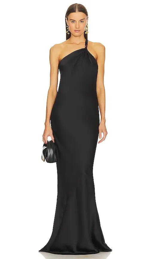 Norma Kamali One Shoulder Bias Gown - Black - 14% Off | Editorialist
