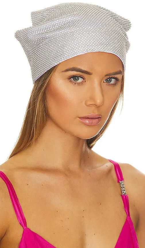 8 Other Reasons Rhinestone Head Scarf In Metallic Silver